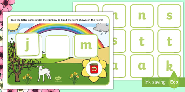 Spring-Themed Phase 2 and 3 Word Building Activity