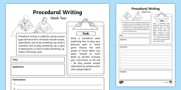 Procedural Writing Week Two Homework Worksheet