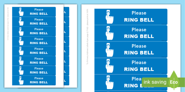 FREE! - Please Ring the Bell Sign Sticker Labels | Signage | Twinkl