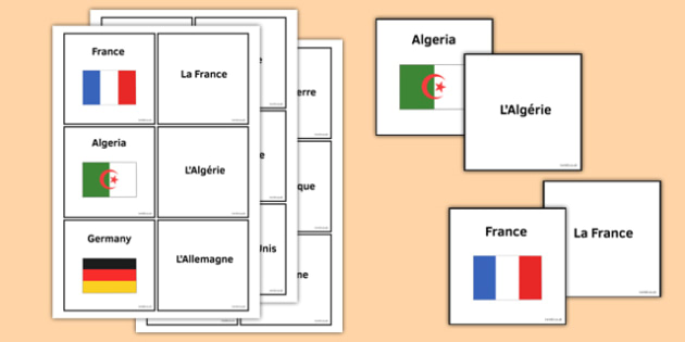Les pays et les drapeaux Jeu de cartes (teacher made)