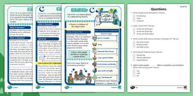 Eid Al-Fitr Comprehensions | twinkl.co.uk