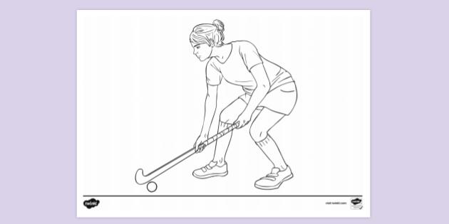 Girls Hockey Colouring Page