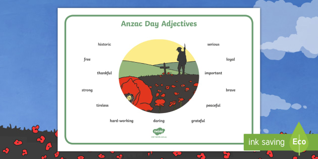 Anzac Day Adjectives Word Mat (teacher made)