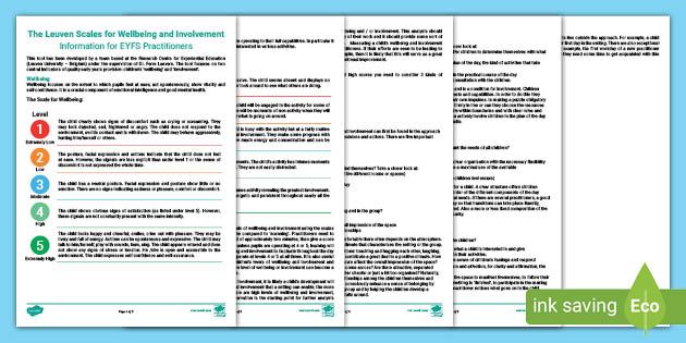 The Leuven Scales for Wellbeing - Early Years Practitioner
