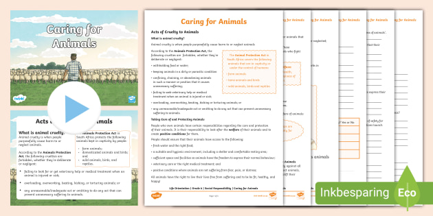 Caring for Animals Powerpoint & Activity (teacher made)