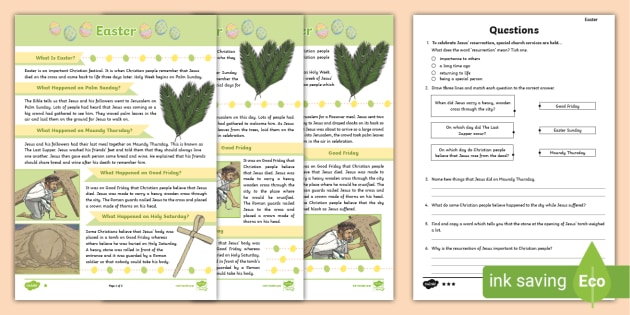 Differentiated Easter Reading Comprehension | NZ Year 4 - 6