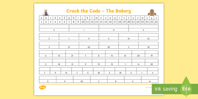 The Bakery Aistear Crack the Code Worksheet (teacher made)