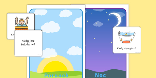 Zestaw do sortowania Poranek i noc po polsku (teacher made)