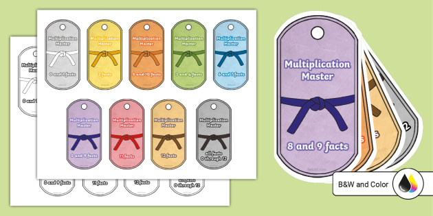 Karate Multiplication Brag Tags (teacher made)