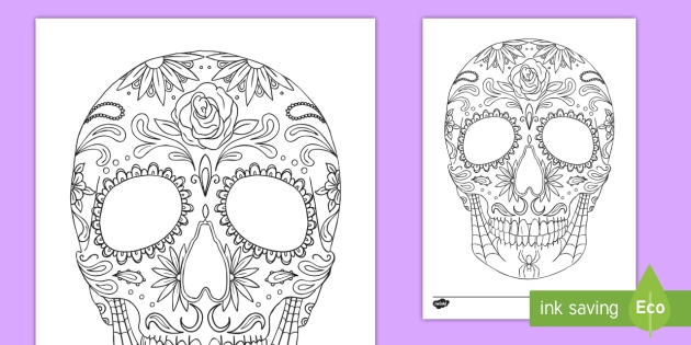 Sugar Skull Coloring Page - day of the dead, dia de los muertos