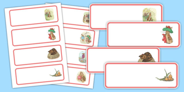 Beatrix Potter - The Tale of Benjamin Bunny Editable Drawer Peg Name Labels
