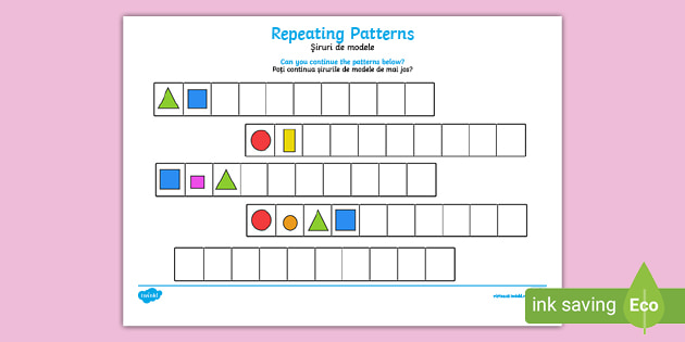 Repeating Patterns Shapes and Colours Romanian Translation