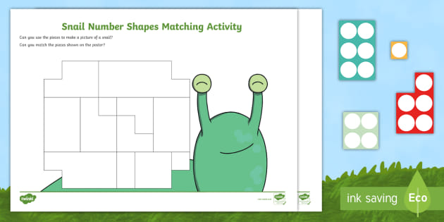 Snail Number Shape Outline and Matching Activity Pack