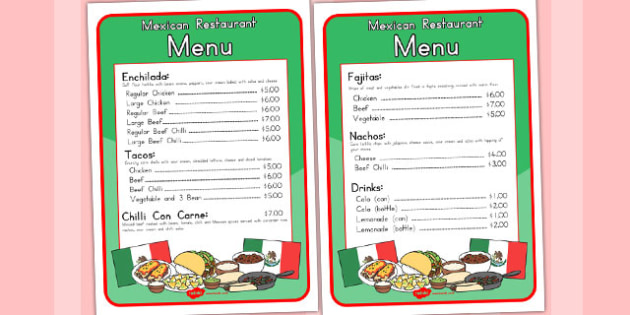 Play Food Menu