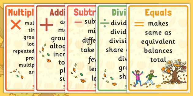 Autumn Themed Maths Vocabulary Display Poster Pack