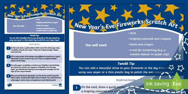 New Year's Eve Fireworks Scratch Art (teacher made)