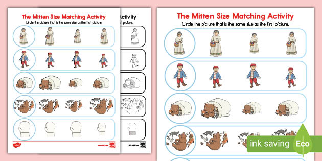 The Mitten Story Size Matching Activity