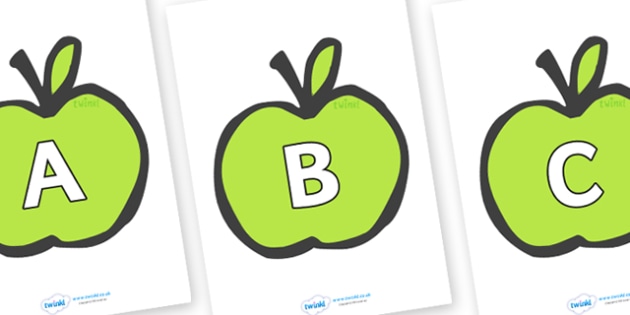 A-Z Alphabet on Apples