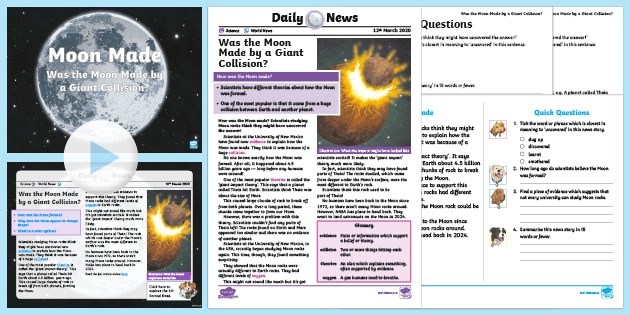 UKS2 How Was the Moon Formed? Daily News Resource Pack