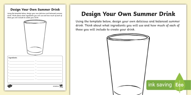 Design Your Own Summer Drink Activity (teacher made)