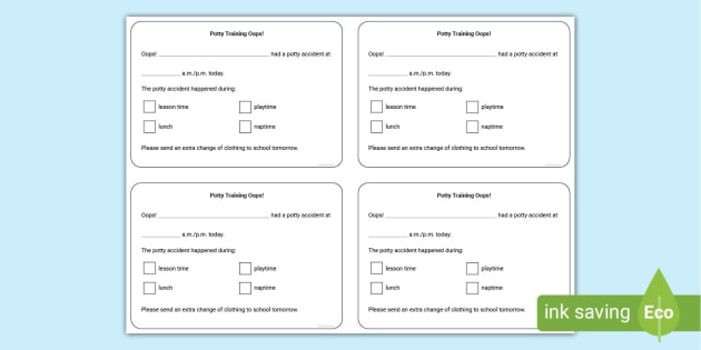 * NEW * Potty Training Oops! Notes,Potty Training