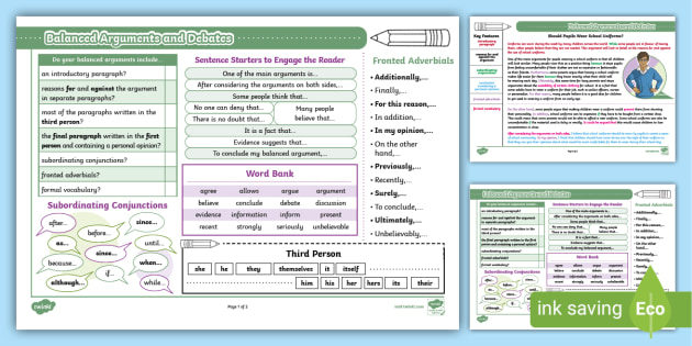 LKS2 Writing: Balanced Argument/Debate Knowledge Organiser