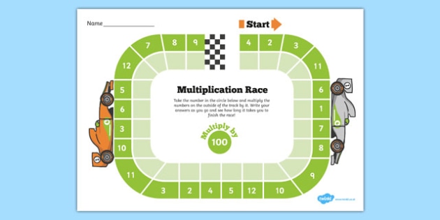 Multiply by 100 Race Activity