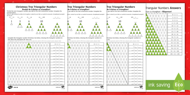 Christmas Tree Triangular Numbers Differentiated Maths Activity