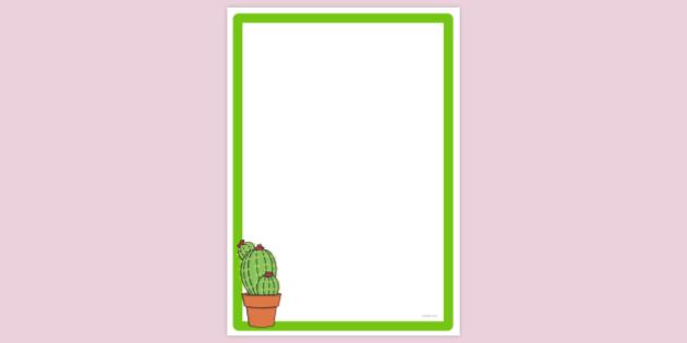 FREE! - Simple Blank Cute Cactus Page Border | Page Borders | Twinkl
