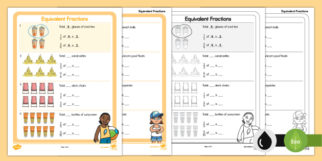 Summer Themed Equivalent Fractions Activity (teacher made)