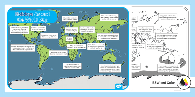 Holidays Around the World Map Template - Social Studies
