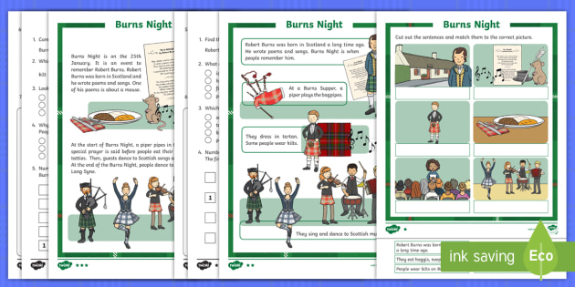 * NEW * Burns Night Differentiated Reading Comprehension Activity - Robert