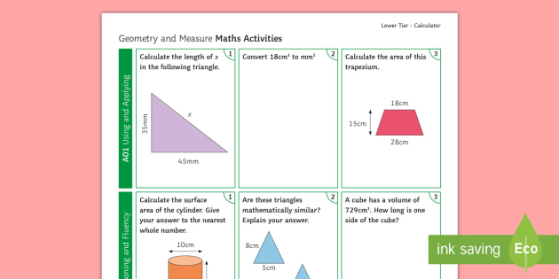 Foundation: Geometry and Measure (Calculator) Activity Mat