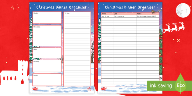 Staff Wellbeing - Christmas Dinner Organiser Worksheet - worksheet,friends