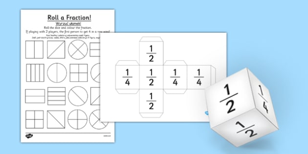 Year 1 Roll a Fraction Worksheet / Worksheet Polish Translation