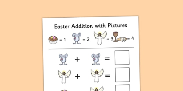 Easter Themed Addition with Pictures Worksheet / Worksheet Pack