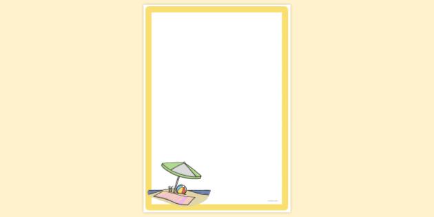 FREE! - Simple Blank Beach Theme Page Border | Page Borders | Twinkl