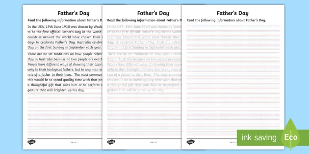 Father's Day Handwriting Worksheet / Worksheet
