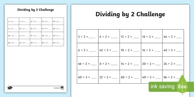 👉 Dividing by 2 Challenge (teacher made)