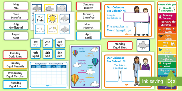 Welsh Calendar Display Pack | Teacher-made by Twinkl