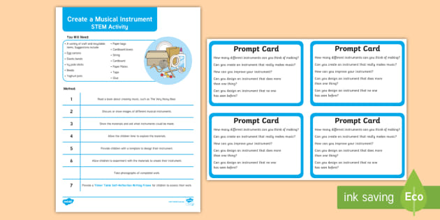 Tinker Table Create Your Own Instrument STEM Activity and Prompt Card Pack