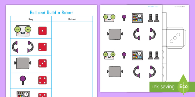 Roll and Build a Robot Activity - inventions, robots, build a