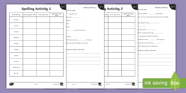 Spelling Practice for Progression Step 3 - Set 3