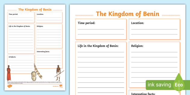 * NEW * Kingdom of Benin Fact File Template (teacher made)