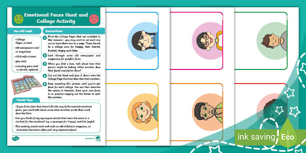 Emotional Faces Hunt and Collage Activity (teacher made)