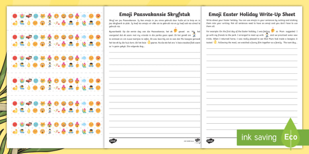 😊 Emoji Easter Holiday Write-up Activity English/Afrikaans
