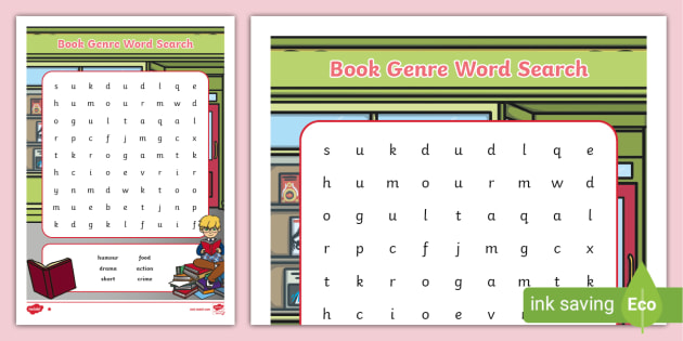 Book Genre Word Search (teacher made)