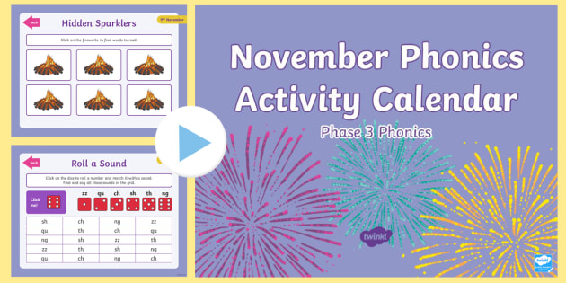 Phase 3 November Phonics Activity Calendar PowerPoint