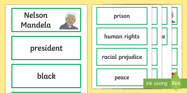 Free Nelson Mandela Word Cards Teacher Made