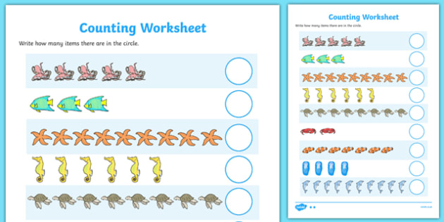 My Counting Worksheet (Sea Creatures) - Under the Sea